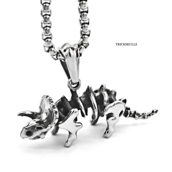 TRICKSKULLS | Jewelry | Triceratops Dinosaur Skeleton Fossil New Retro ...